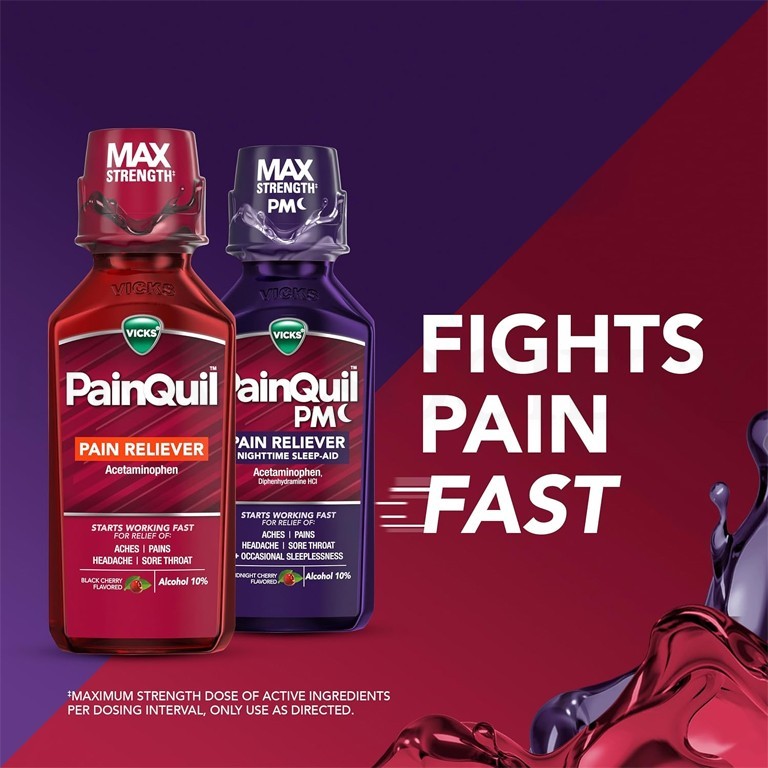 Vicks PainQuil & PainQuil PM Pain Relief Liquid Combo Pack 12oz Each ...