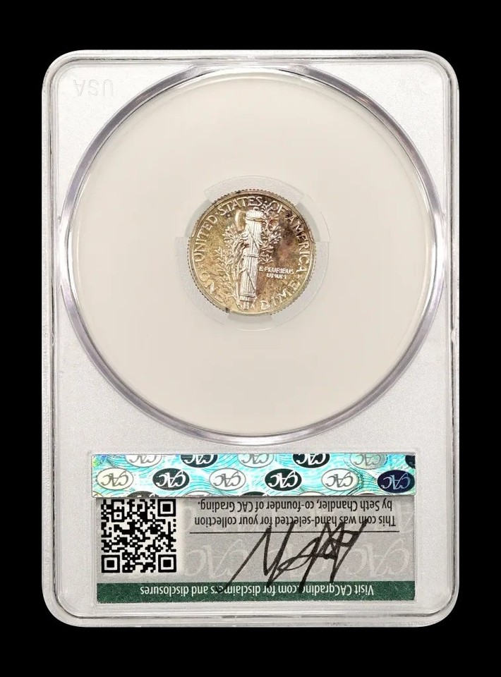 1942 Proof Mercury Dime 10c CAC PR65, WitterBrick Silver Label Toned ...