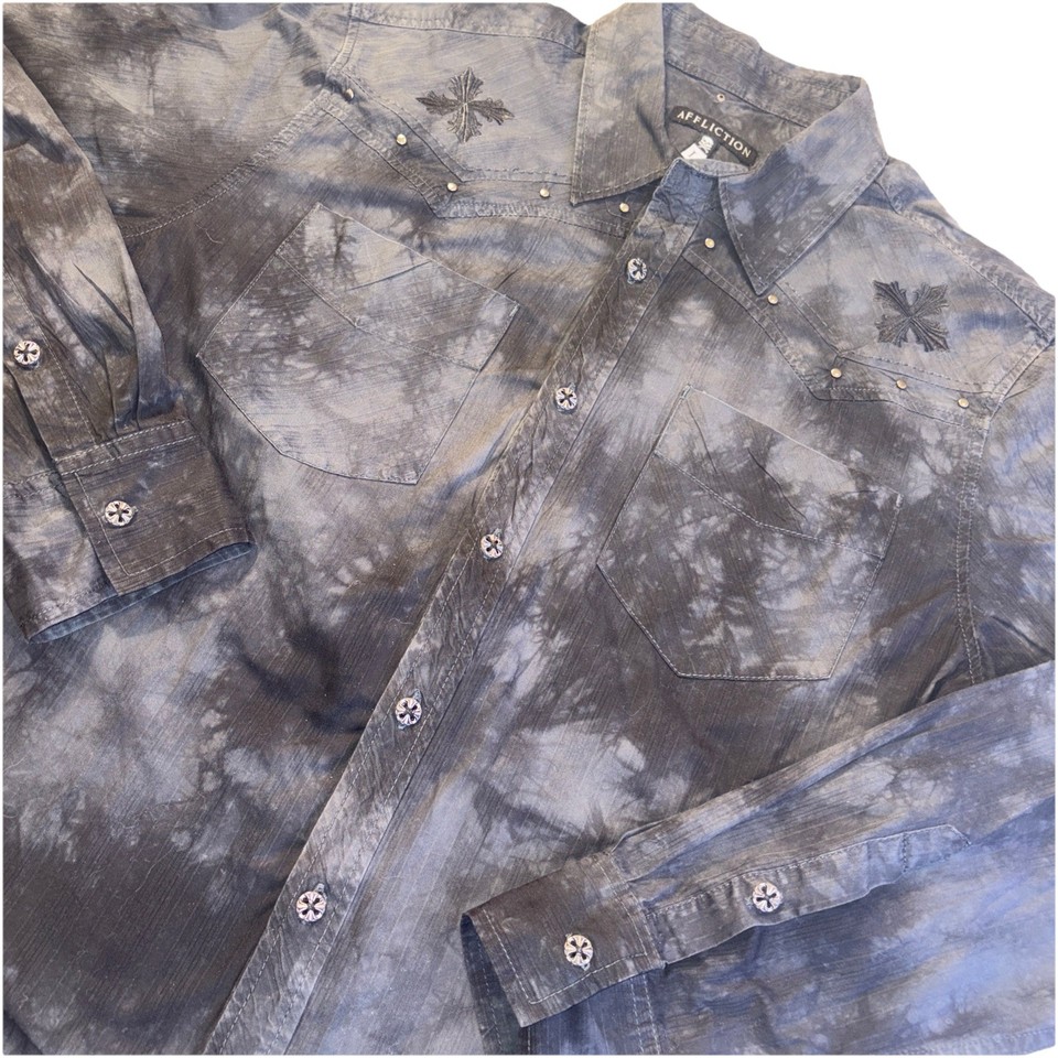 Vintage Y2K 90’s Affliction Black Distressed Acid Western Tattoo Gothic ...