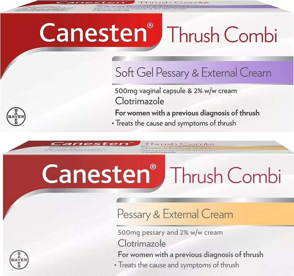 Canesten Thrush Combi Pack & Soft Gel Pessary & External Cream TWIN ...