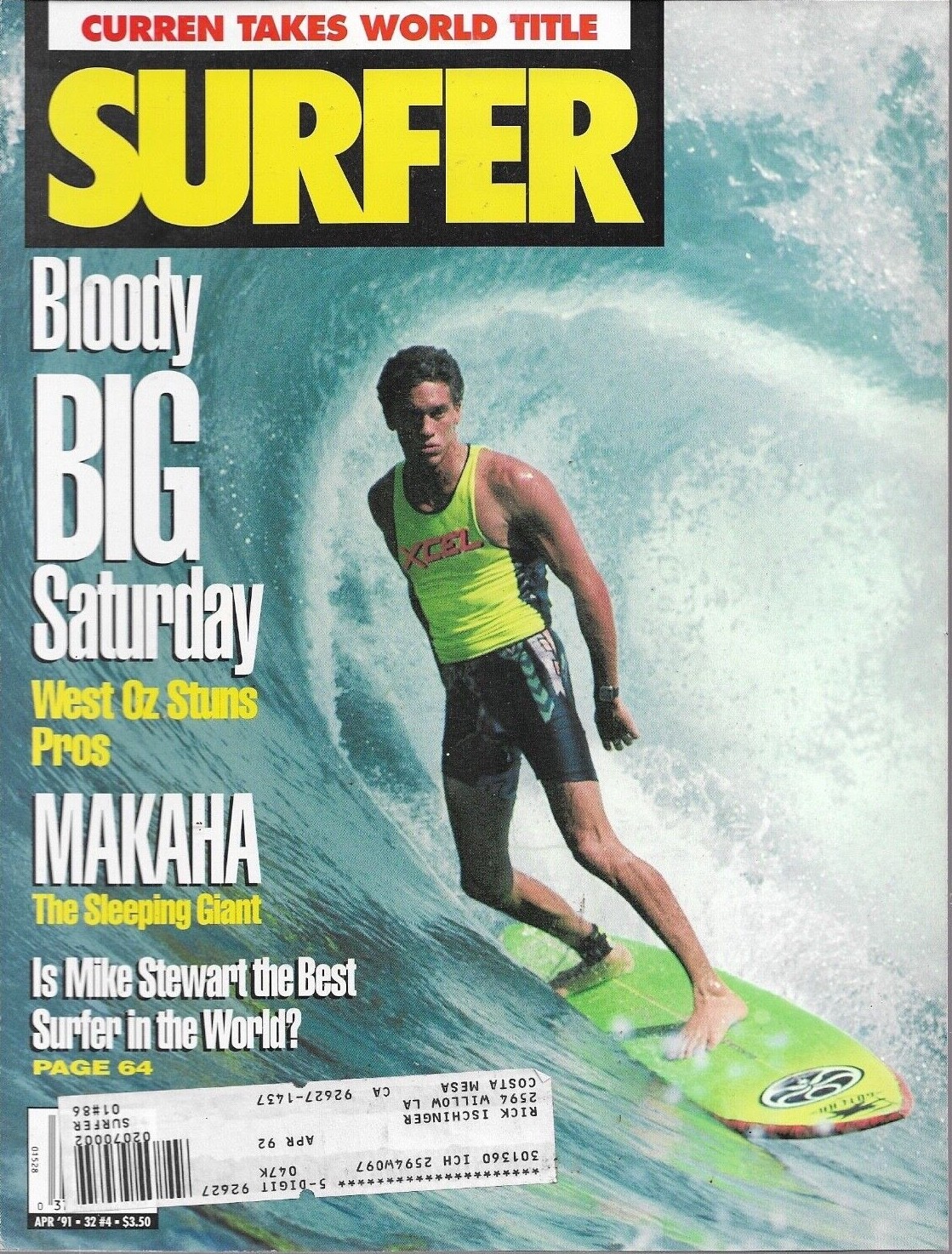 SURFER Mag April 1991 - BROCK LITTLE/cvr - GARY ELKERTON/ Poster Intact ...