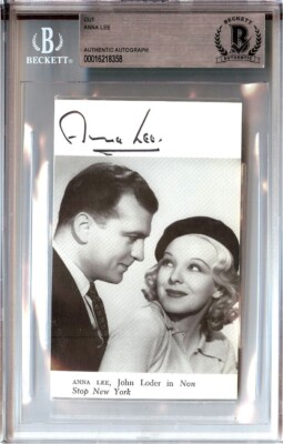 Anna Lee Signed Autograph Cut Signature Non Stop New York BAS Encased ...