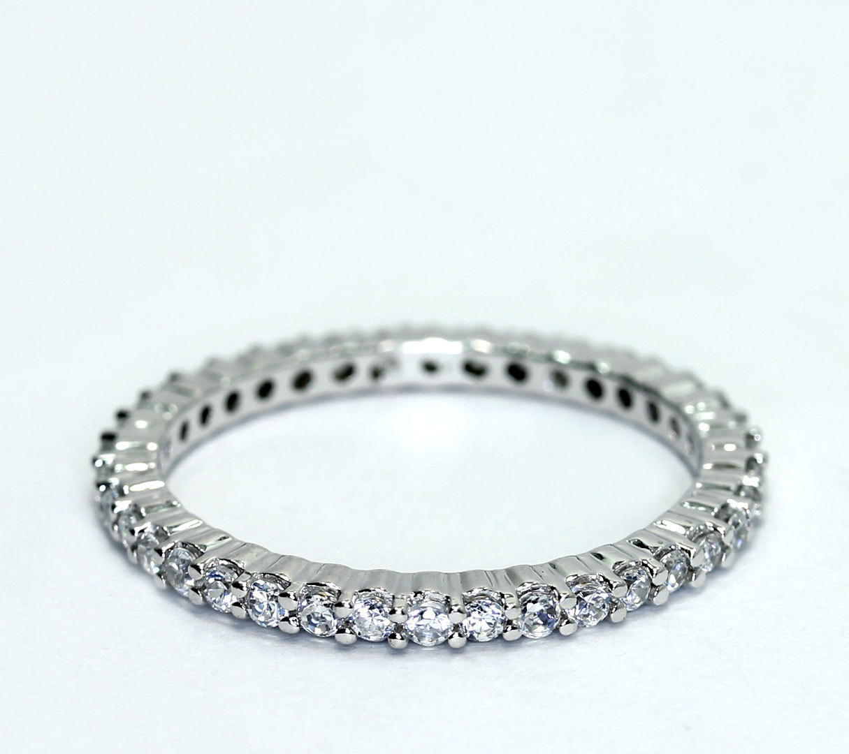 Sterling Silver Round CZ Cubic Zirconia Eternity Band Ring Size 9.75 | eBay