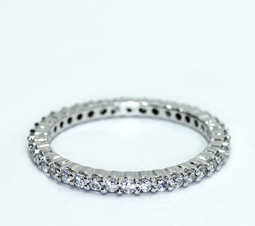 Sterling Silver Round CZ Cubic Zirconia Eternity Band Ring Size 9.75 | eBay