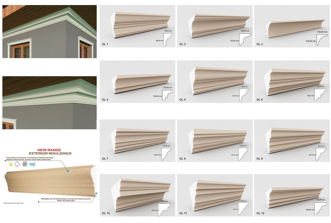 Exterior Coving Window Cornice Outside Wall Facade Crown Mouldings ...