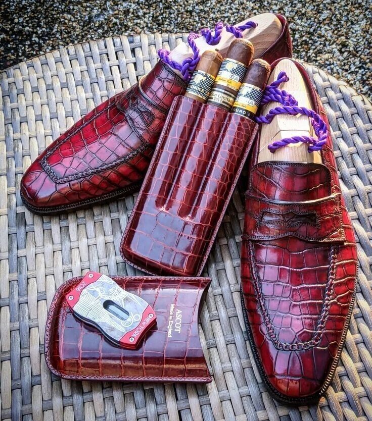 Premium Quality Red Alligator Leather Slip On Dress Loafers Office Wear ...