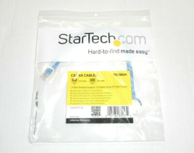 StarTech 1Ft Blue Shielded Snagless 10Gb Cat 6a STP Patch Cable ...