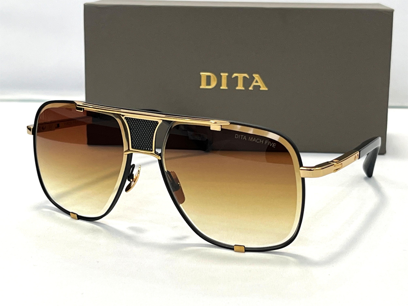 DITA Mach-Five Sunglasses DRX-2087-A-BLK-GLD-64-Z Black Frame Yellow ...