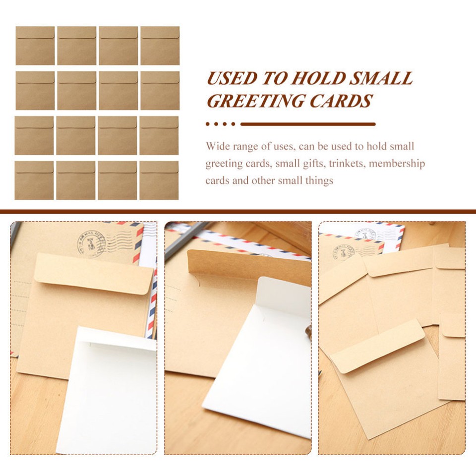 10-100pcs 10*10cm Kraft Square Mini Envelopes for Card Wedding ...
