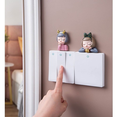 Room Hand Painted Angel Shape 3D Switch Sticker Socket Decoration Punch ...