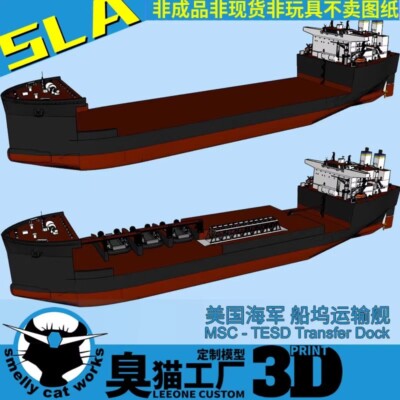 3D Printed 1/700/1250/2000 US T-ESD Dock Transport Ship Unpainted Model ...