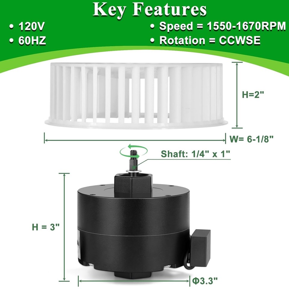 Bathroom Exhaust Fan Motor & Blower Wheel Replacement for Nutone ...