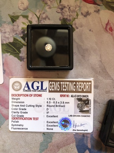 Lab Grown 1 Ct Round Cut D Color VS1 Clarity STONE IGI Certified ...