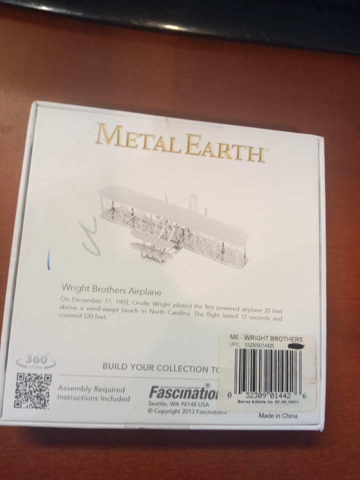 Metal Earth DIY Steel Sheets To 3D Models Wright Brothers Airplane NIB ...