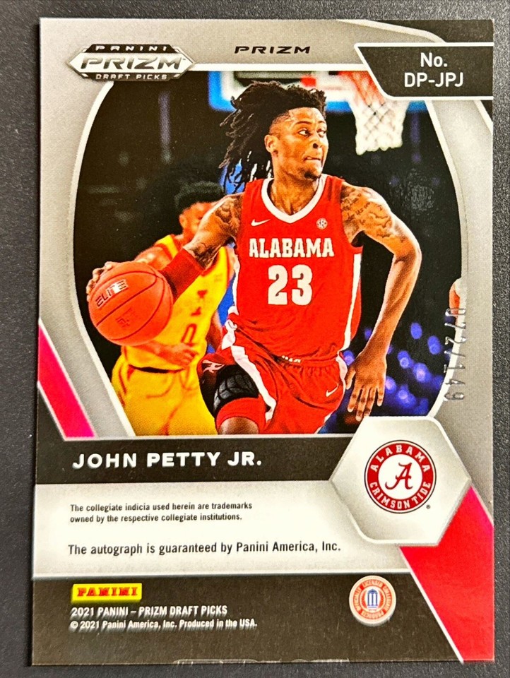2021 Panini Prizm Draft Picks JOHN PETTY JR. Blue Prizm Auto Rookie ...