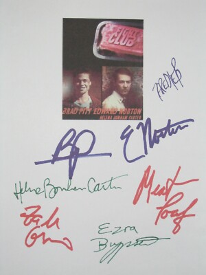 Fight Club Signed Script X7 Edward Norton Brad Pitt Helena Bonham ...