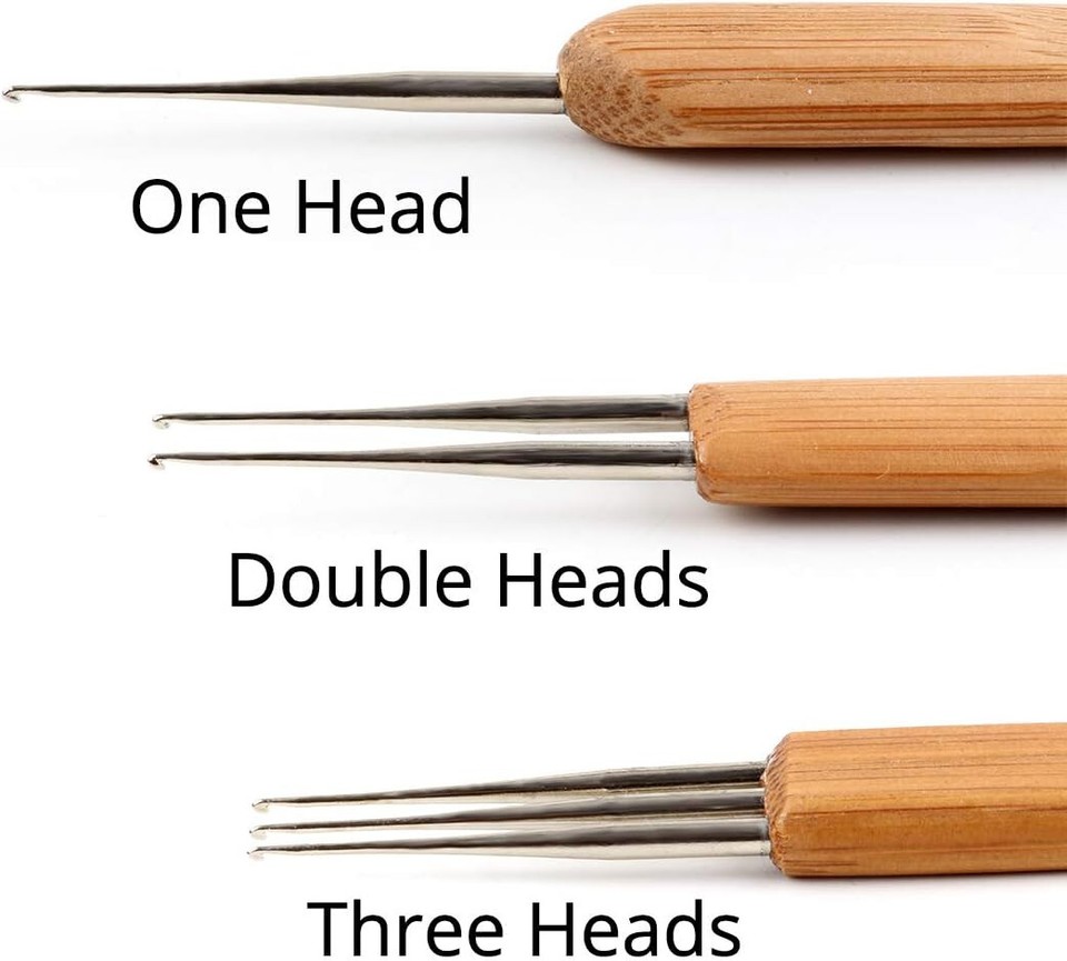 3PCS 0.75MM Bamboo Crochet Dreadlock Hook Needle Dread Tool Hair ...
