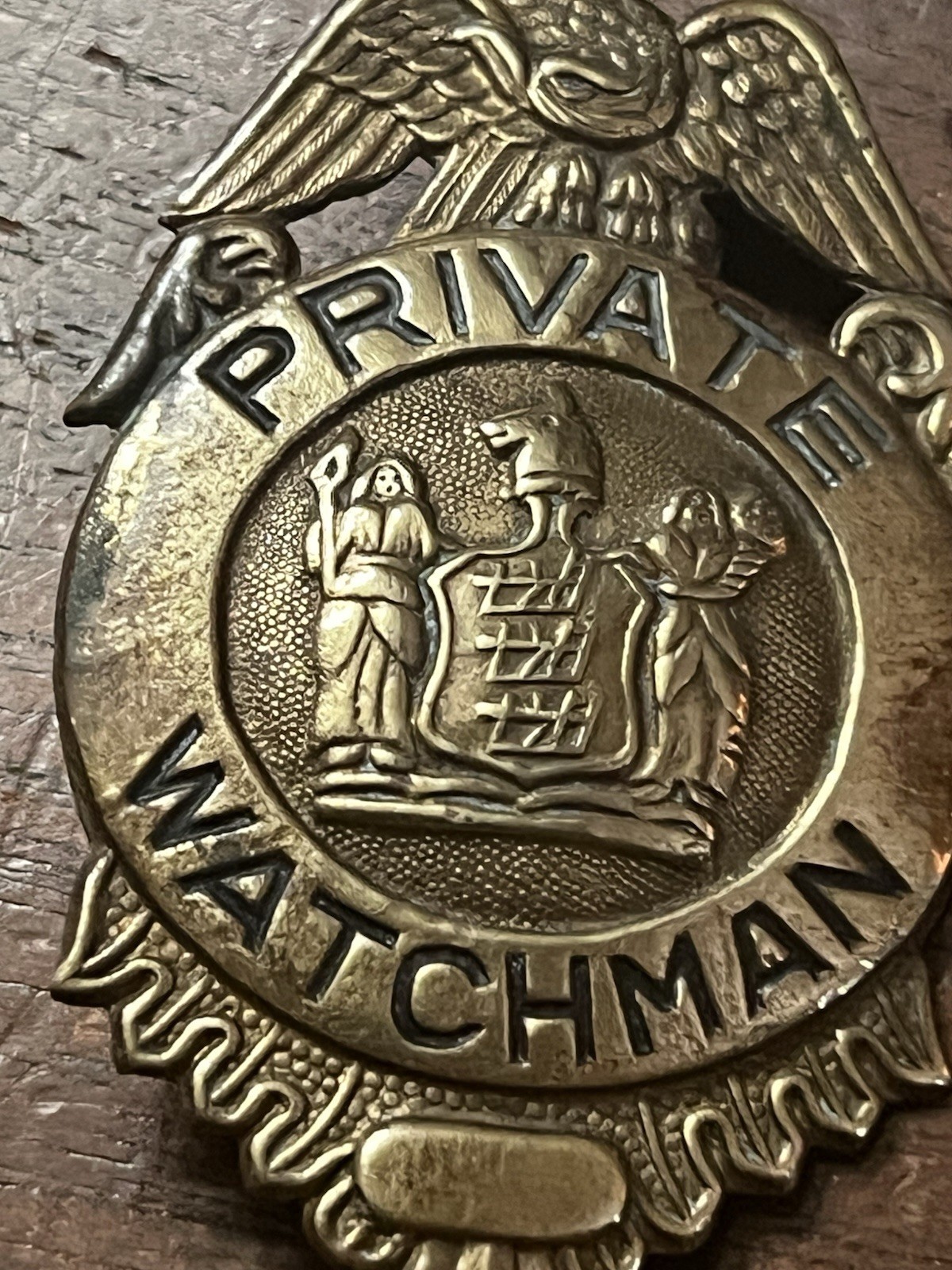 Private Watchman Badge Pinback Missing back Pin, 2 3/8 x 1 1/2 in | eBay