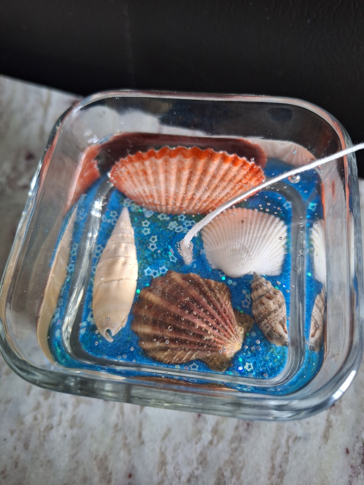 Real Ocean Seashell Gel Wax Candle, Beach Coastal Seashells Scented Jar ...