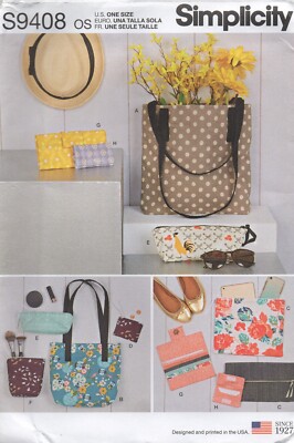 Simplicity Sewing Pattern 9408 Bags Tote Handbag Shoulder Clutch Purse ...