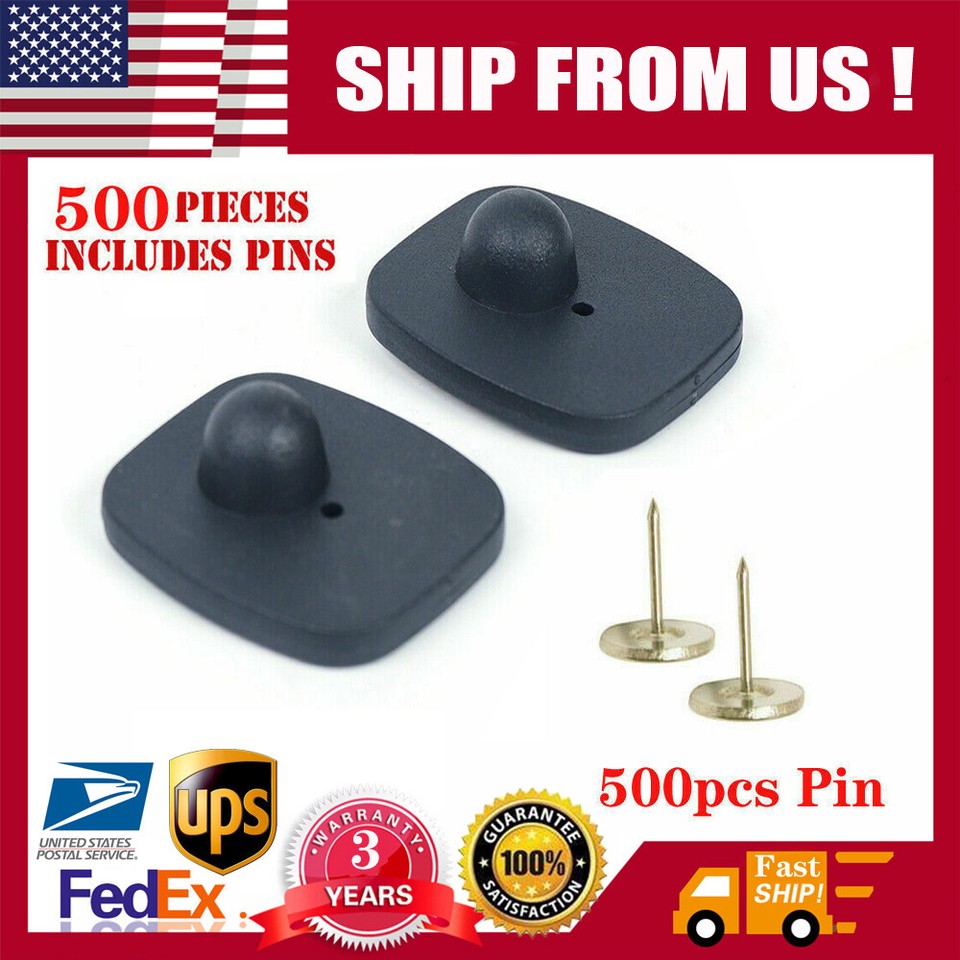 500X EAS Hard Tags Security Lock Tags+Pin Anti Theft Clothing Magnetic ...