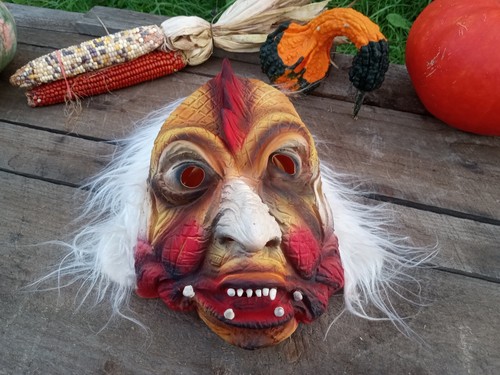 VINTAGE TOPSTONE HALLOWEEN FULL HEAD MASK ROOSTER CHICKEN CREEPY Molded ...