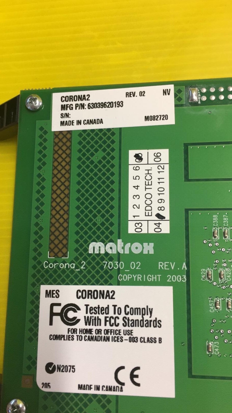 MATROX CORONA2 Y7030-02 REV A 63039620193 | eBay