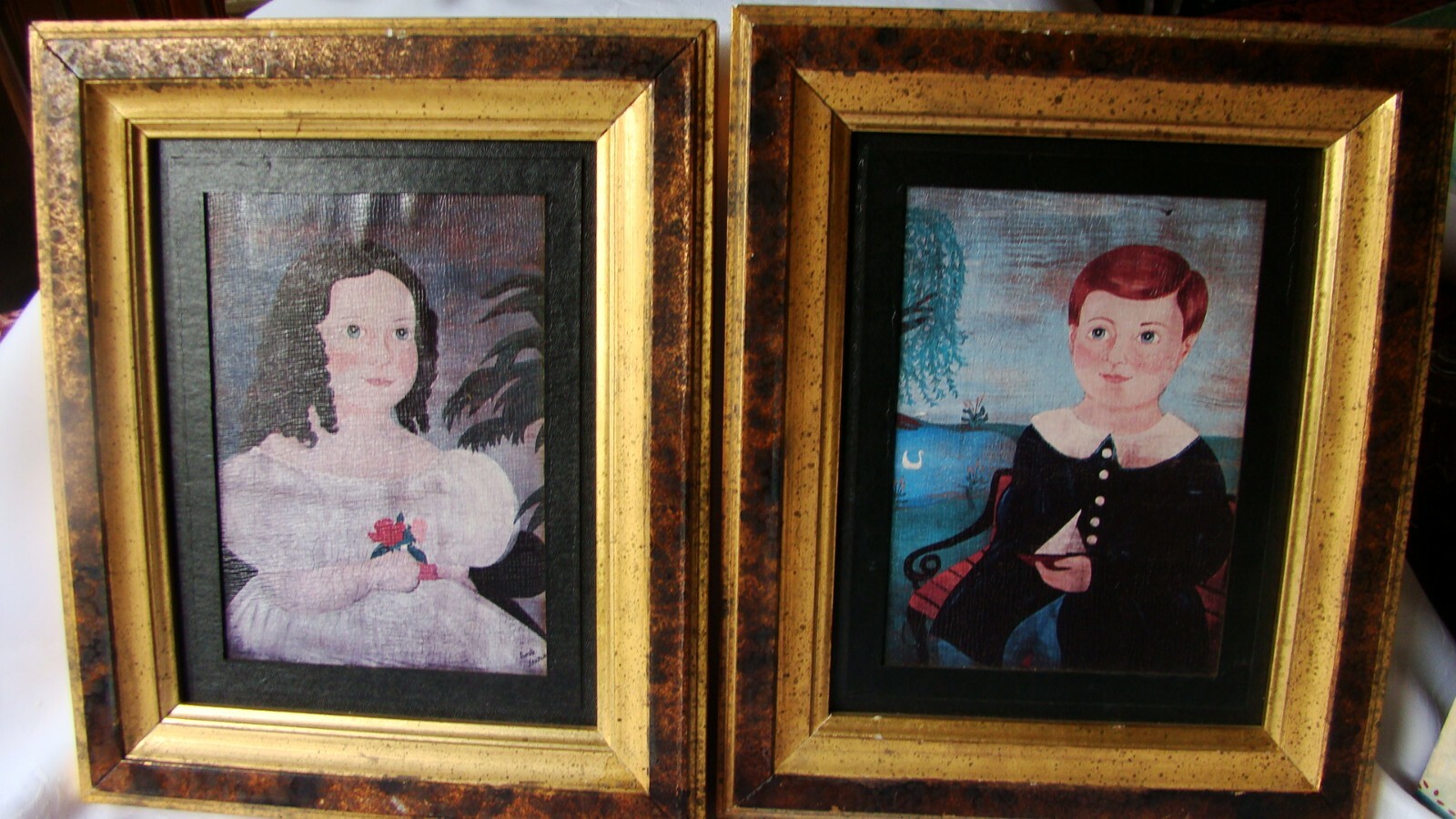 H Hal Kramer Art Print Chicago Custom Collection PAIR Boy Girl Vintage ...