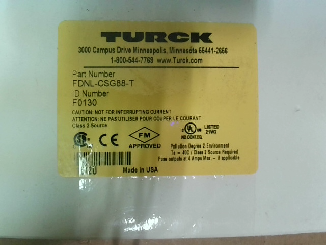 TURCK FDNL-CSG88-T DEVICENET NETWORK STATION 8 IN/8 OUT for sale online ...