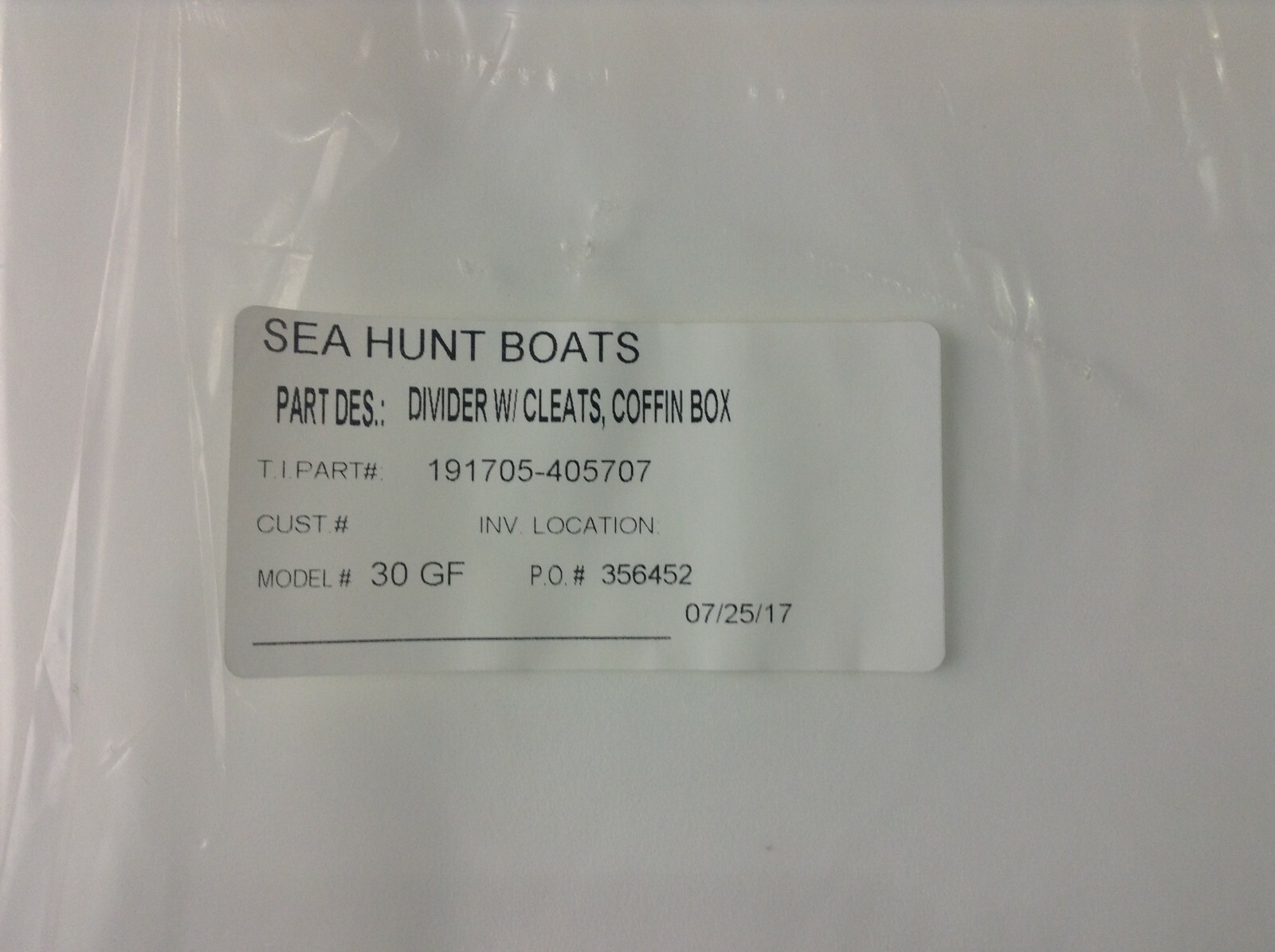 Sea Hunt Boats Coffin Box Divider w/ Cleats for 30 GF Part # 191705 ...