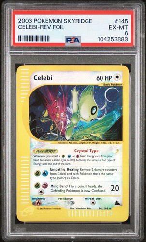 2003 Pokemon Crystal Celebi Skyridge Reverse Holo Foil #145 PSA 6 EX-MT ...