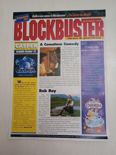 BLOCKBUSTER Video News & Previews Newsletter/Flyer~October ~1995 ...