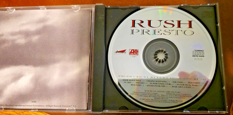 Rush - Presto CD 1989 Pre-Owned Near Mint 75678204029 | eBay
