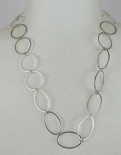 Women's Silver Tone Circle Bubble Link Chain Necklace | eBay