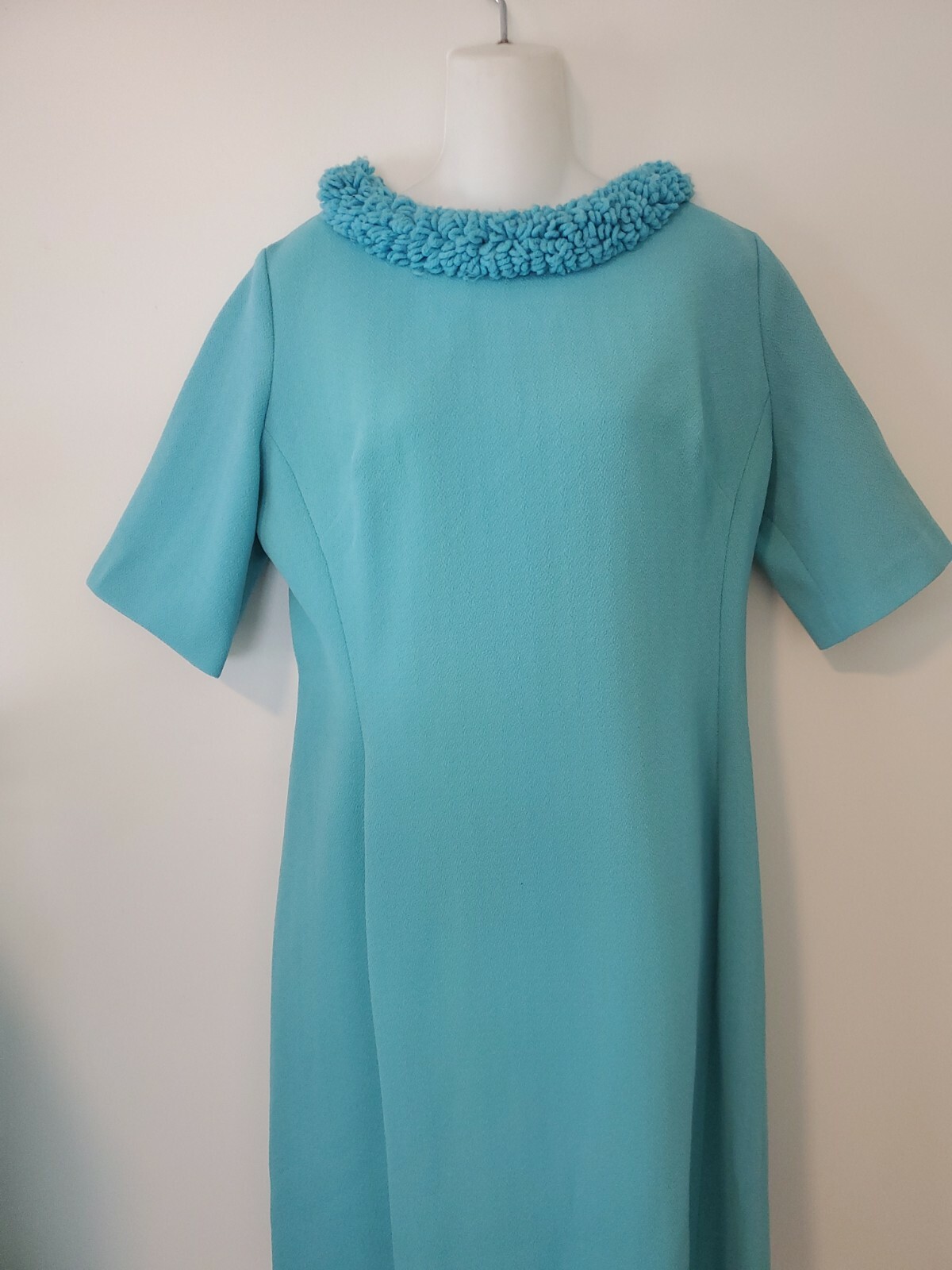 Vtg Edith Flagg Mod Dress Blue Sheath SS Collar 2 Piece 60's Size ...