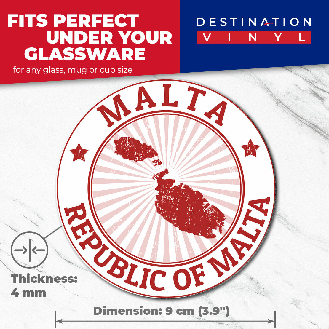 2 x Coasters - Republic of Malta Map Sign Home Gift #4713 | eBay