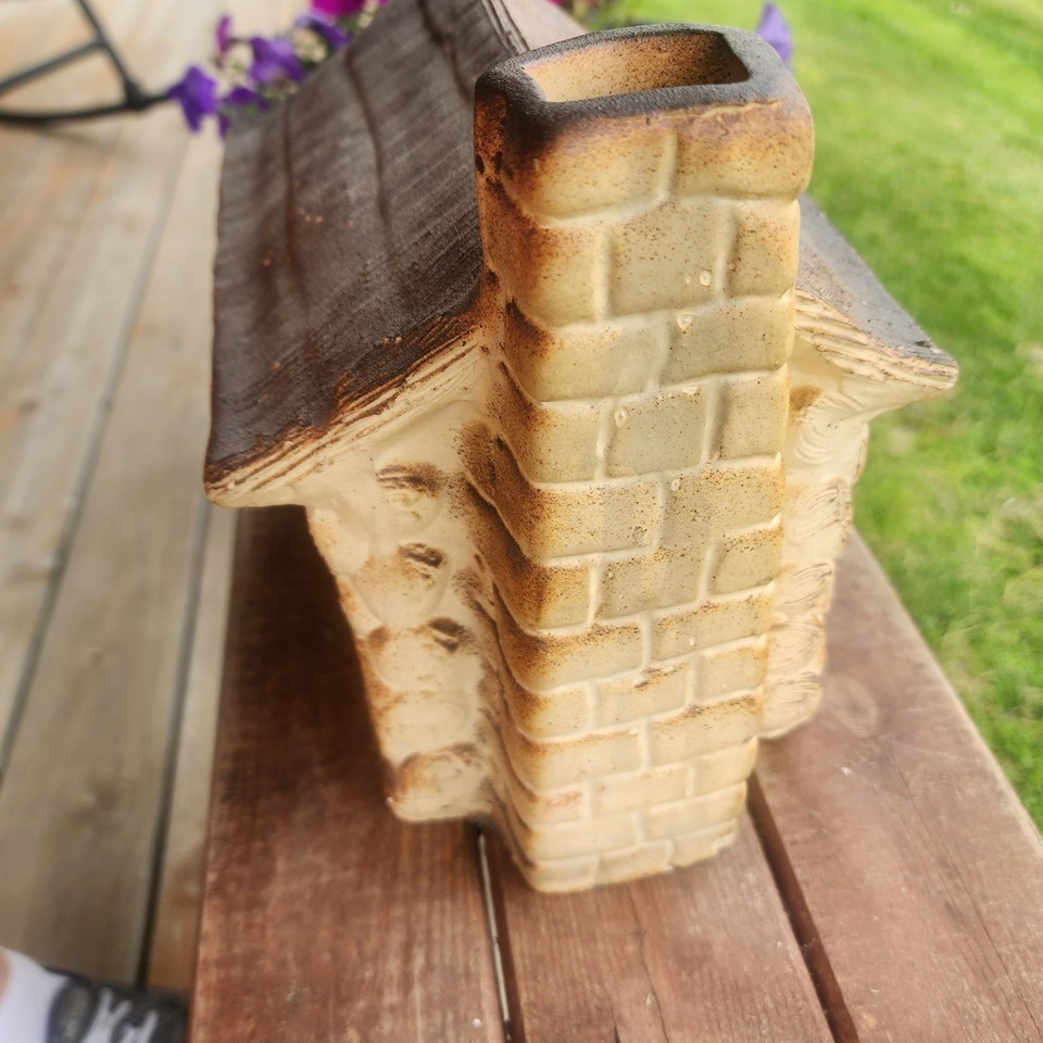 Antique Log Cabin Pottery Birdhouse Noontime Piece? Cannelton INDIANA ...