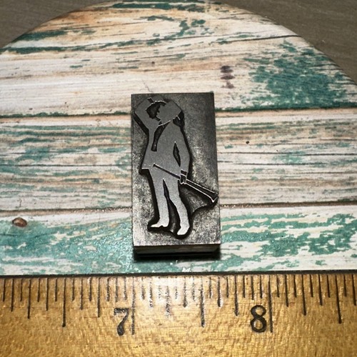 Printing Block ( Man With Hat, Holding Musical Instrument ) Lead Block ...