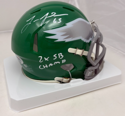 Lane Johnson Signed Eagles 2023 Kelly Green Mini Helmet 2x SB Champ ...