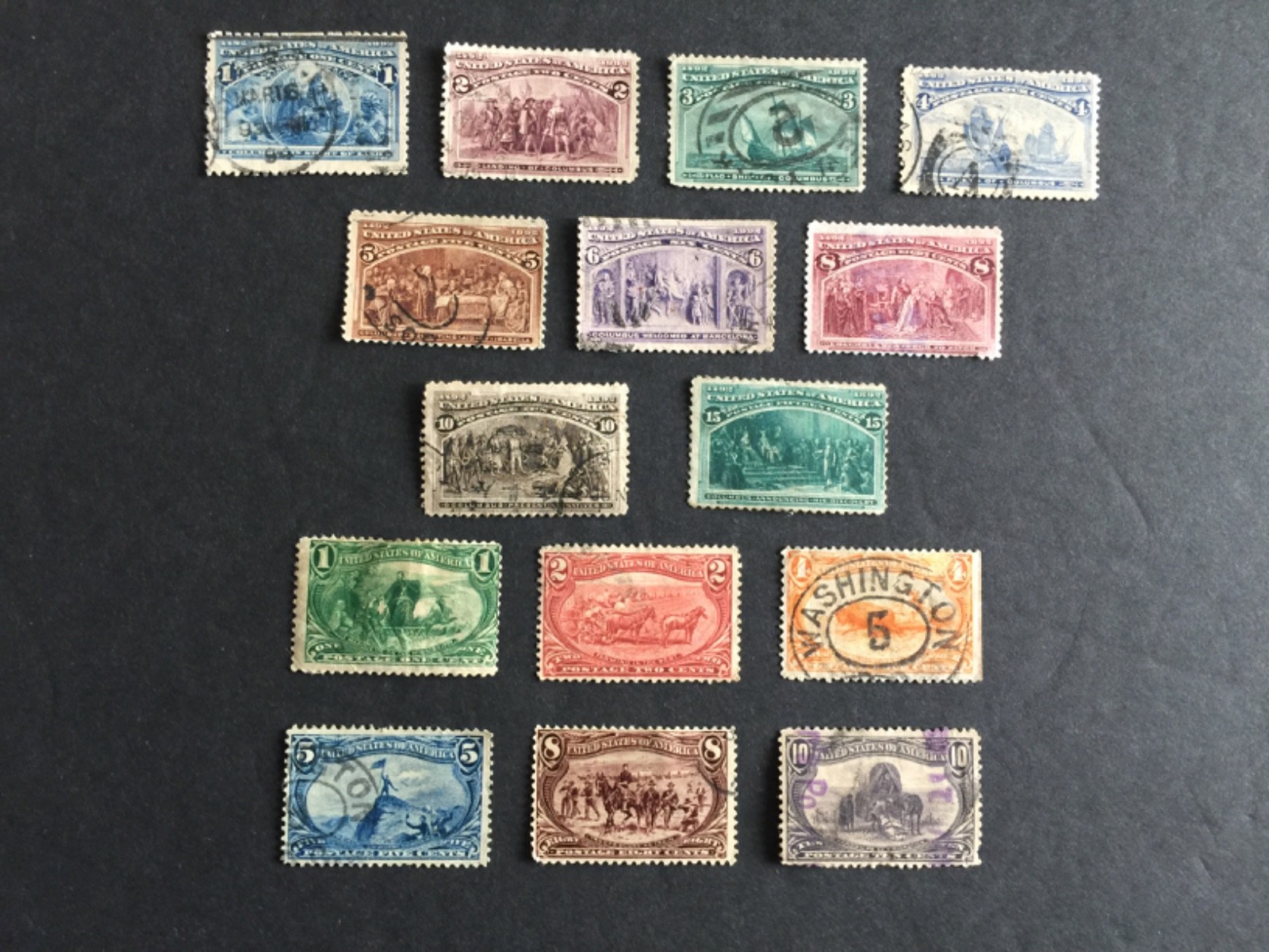 US STAMPS SC# 230-238, 285-290 1c-15c Columbian Expo & Trans ...