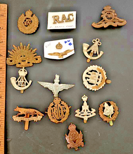 LOT OF 14 WW2 BRITISH CAP BADGES R BRITISH CAP BADGES UNITS RAF ...