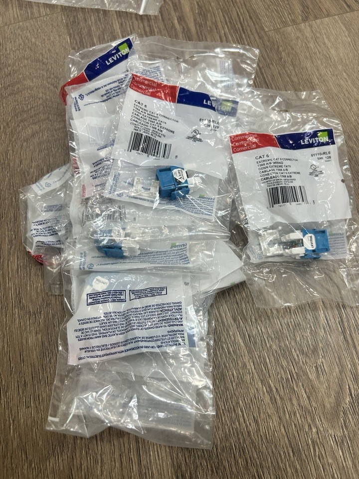 Leviton 61110-BL6 Extreme CAT 6 Keystone Jack Connectors – Blue, 15 ...