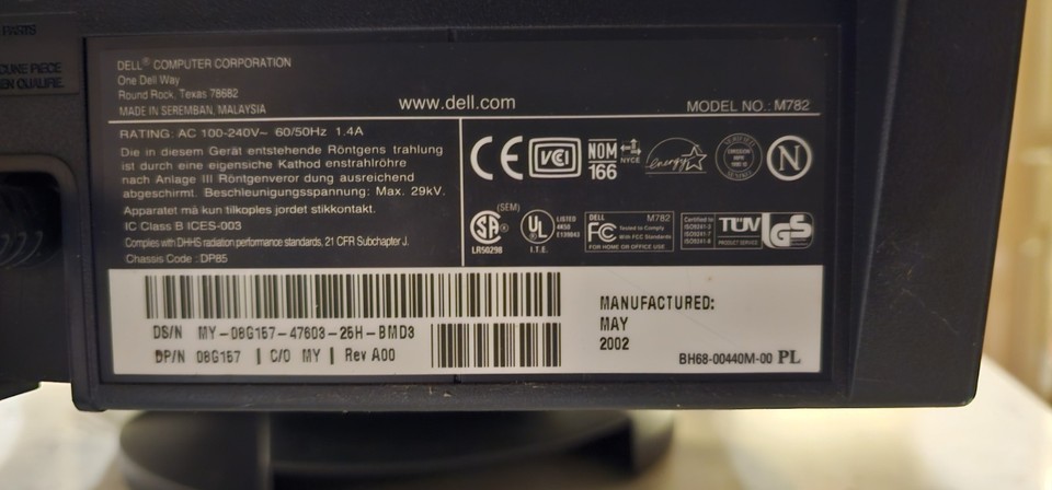 2002 Dell M782 17" Color CRT Monitor - TESTED/WORKING - VERY GOOD ...