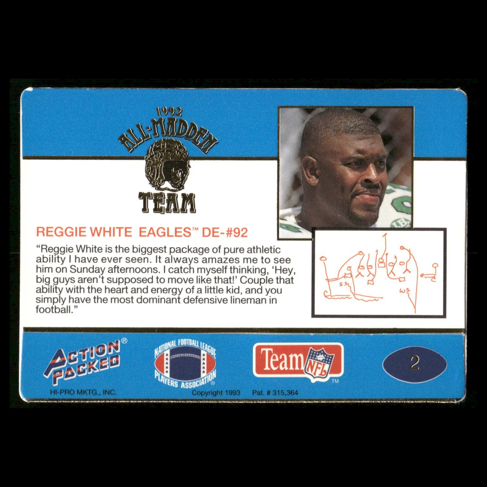 Reggie White #2 1993 Action Packed All-Madden Philadelphia Eagles ...