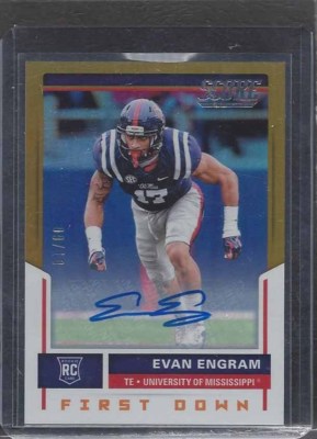 EVAN ENGRAM 2017 SCORE GOLD ZONE GIANTS OLE MISS ROOKIE AUTO RC #D 15/ ...