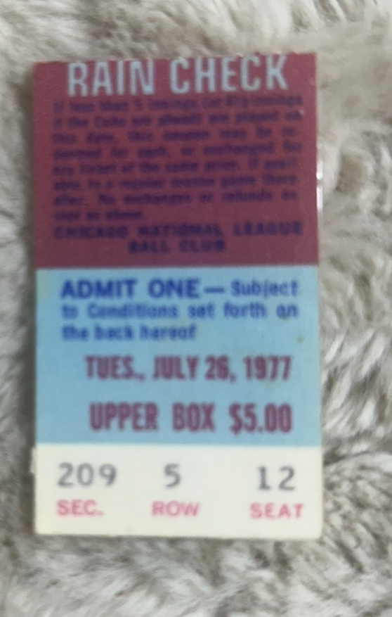 3 VINTAGE 1974 1977 CHICAGO CUBS BASEBALL RAIN TICKET STUBS QUICK SHIP ...