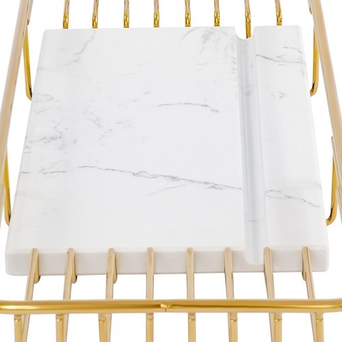 Gold & White Expandable Bathtub Tray with Marble Board for Relaxation ...