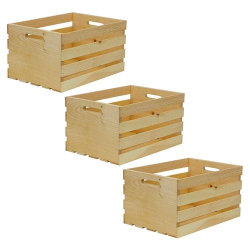 Wood Crate 18 in. x 12.5 in. x 9.5 in. Large (3-Pack) | eBay