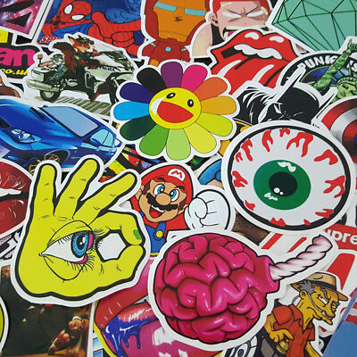 600 Pack Random Cool Brand Logo Sticker Bomb Vinyl Skateboard Luggage ...