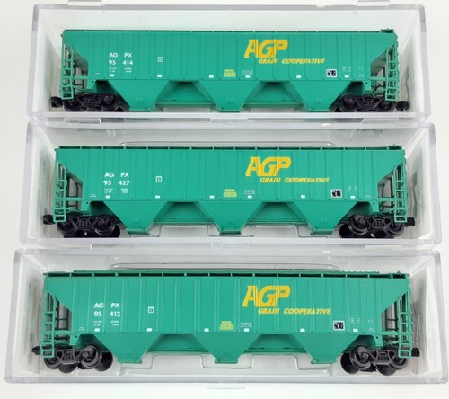 PWRS TRINITY HOPPERS AGP GRAIN GREEN X 3 MICRO-TRAIN KNUCKLES BXD N ...